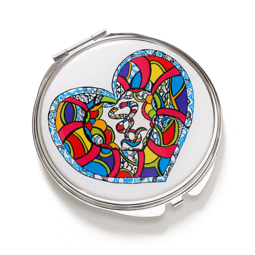Pocket mirror Heart Snake